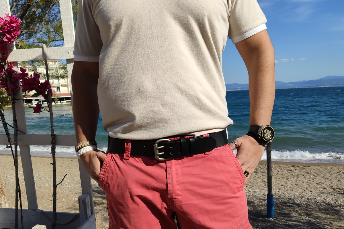 ΑΝΔΡΙΚΗ ΔΕΡΜΑΤΙΝΗ ΖΩΝΗ MGS ΜΑΥΡΗ | ModernGreekSandals.com